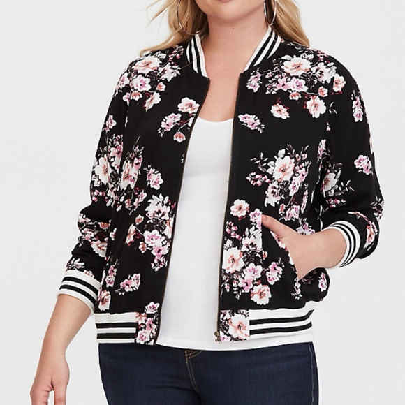 torrid | Jackets & Coats | Torrid Womens Floral Twill Bomber Jacket ...